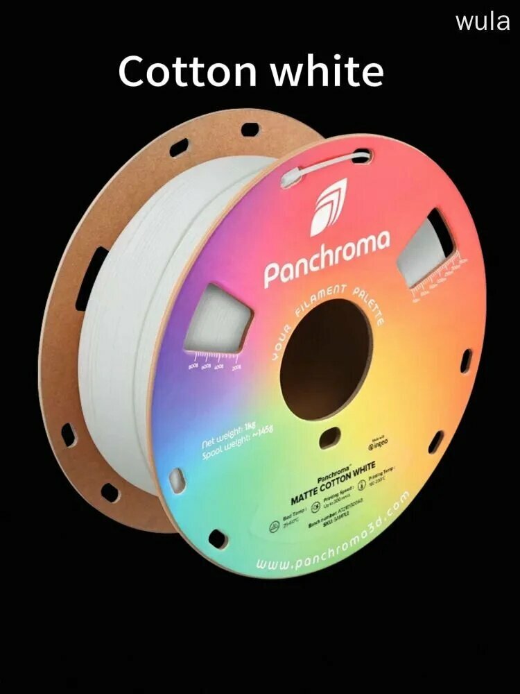 Нить Polymaker Panchroma PLA для аксессуаров 3D-принтера Высокопрочная градиентная прозрачная PLA, 1 кг Экологичный материал на биологической основе PolyTerra PLA (хлопково-белый, без катушки)