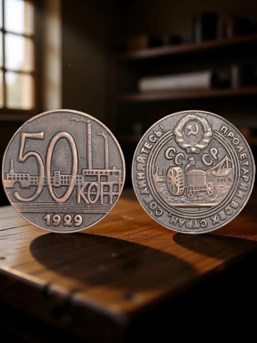 50 копеек 1929 года Трактор СССР Копия монеты