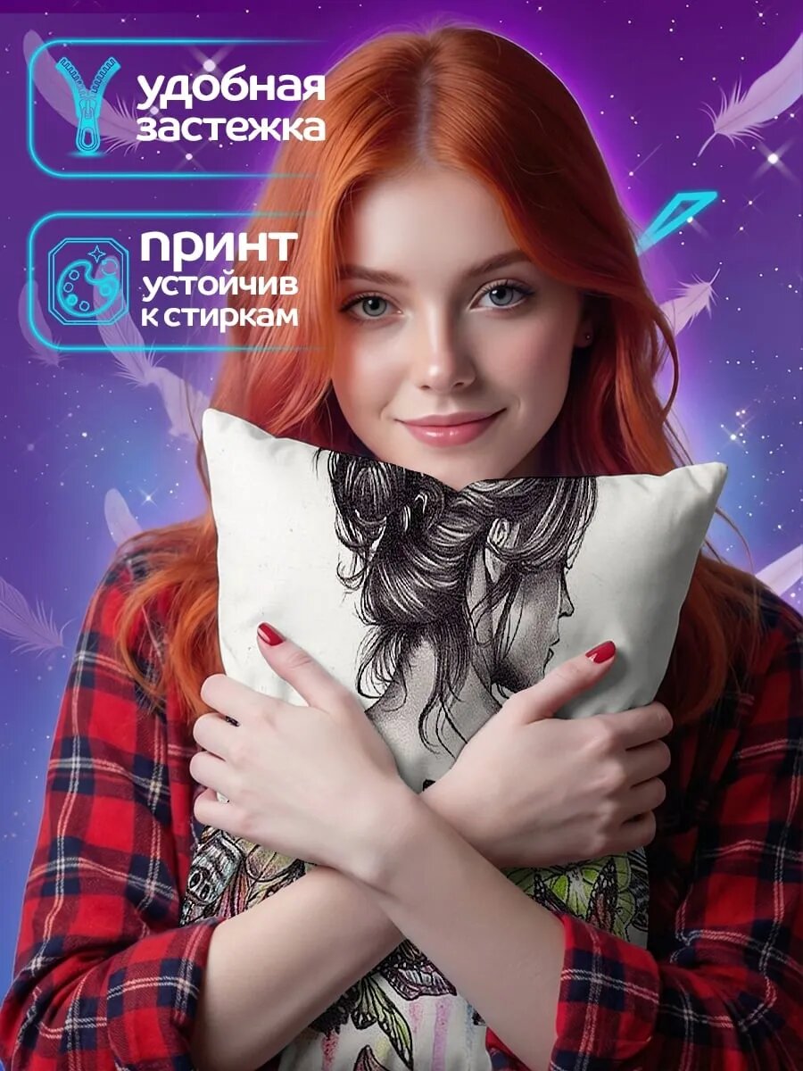 Подушка дакимакура Девушка с бабочками — фото 1