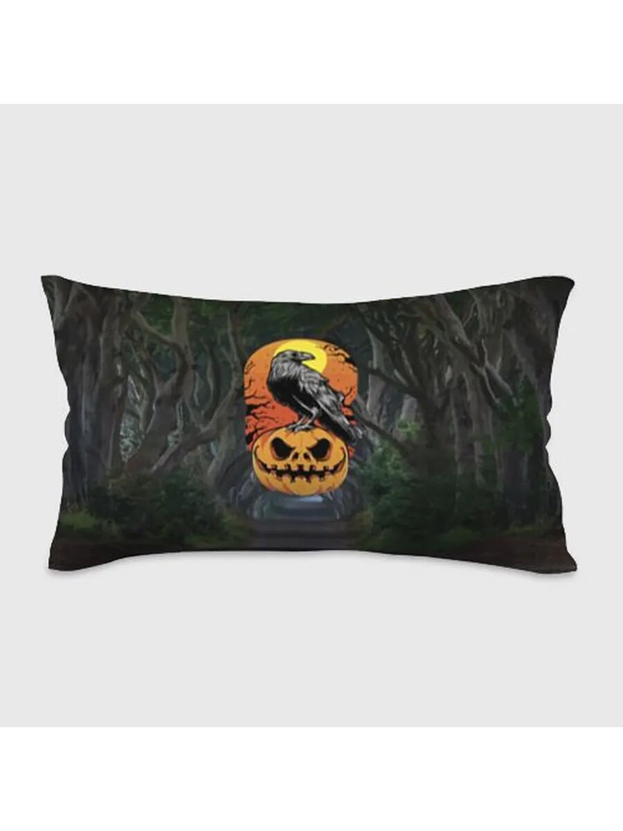 Ворон, сидящий на тыкве - Halloween Подушка