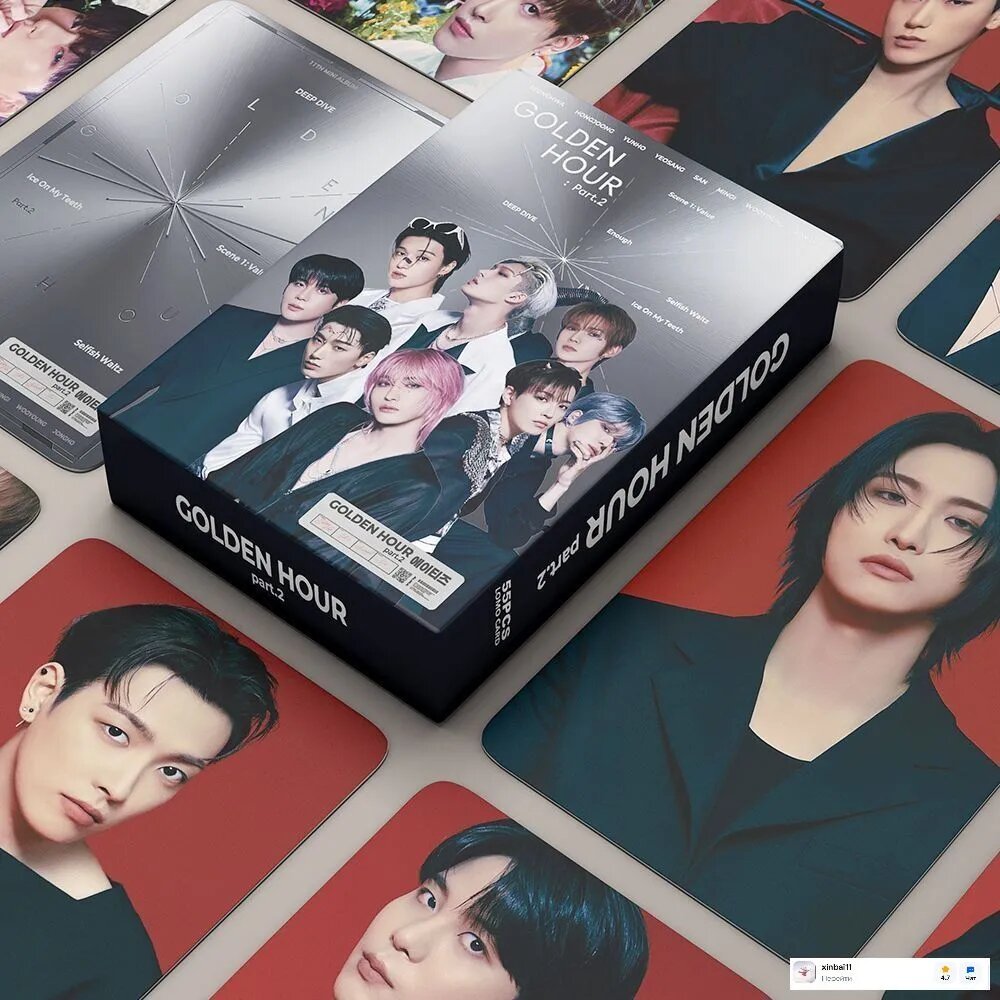 Эксклюзивный фотоальбом 2024 ATEEZ GOLDEN Hour Part 2 с коллекцией из 55 карточек LOMO, постером Vornado и мини открытками для фанатов, мерч KPOP 2025