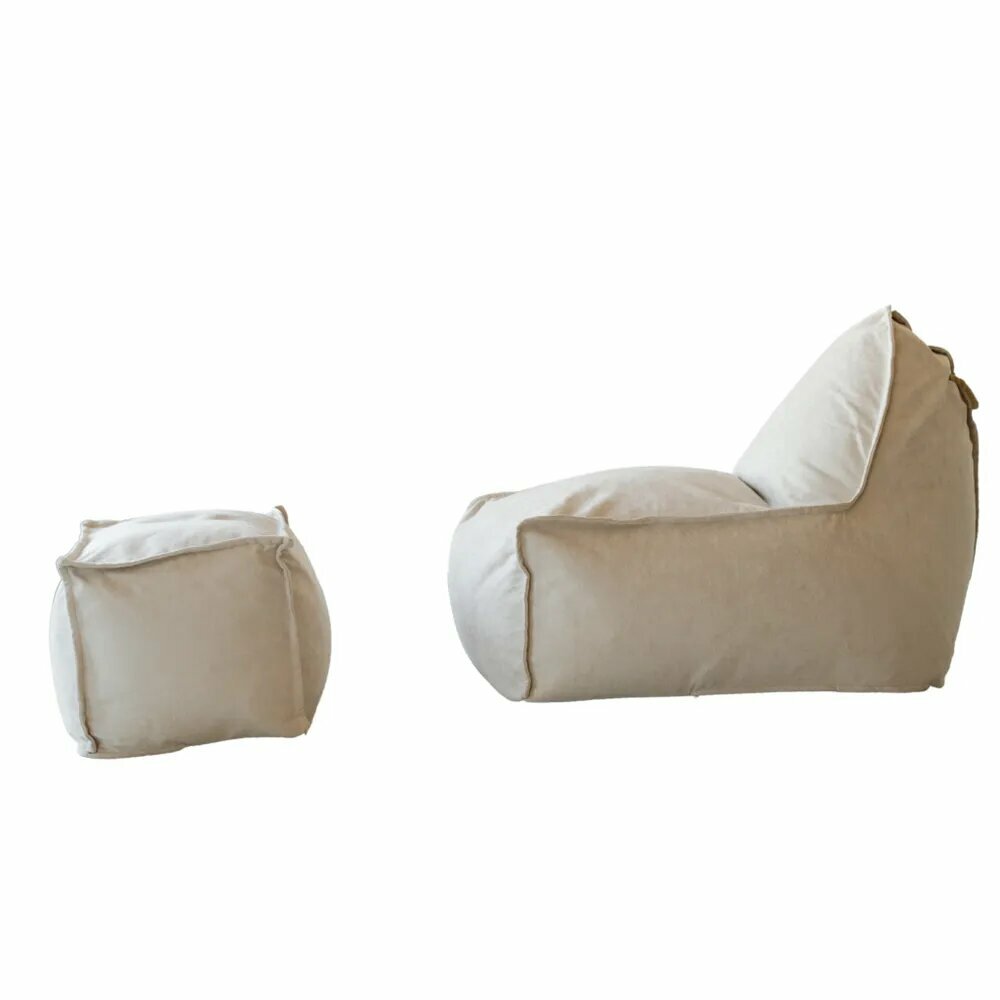 Bean-Bag Кресло-мешок Диван, Велюр натуральный, Размер XXXXL, светло-бежевый