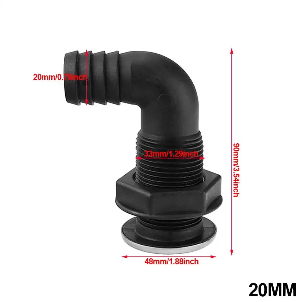 Пластиковый сквозной корпус для лодки 90 градусов 20mm