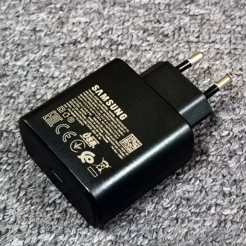 Супер быстрый зарядный адаптер Samsung 45 Вт PD, кабель типа C для Galaxy Черный, Black-Charger Only