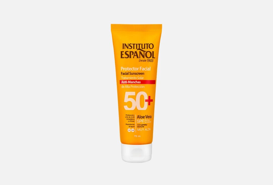 INSTITUTO ESPANOL aloe vera Солнцезащитный влагостойкий крем для лица против пигментных пятен SPF50+ 75 мл