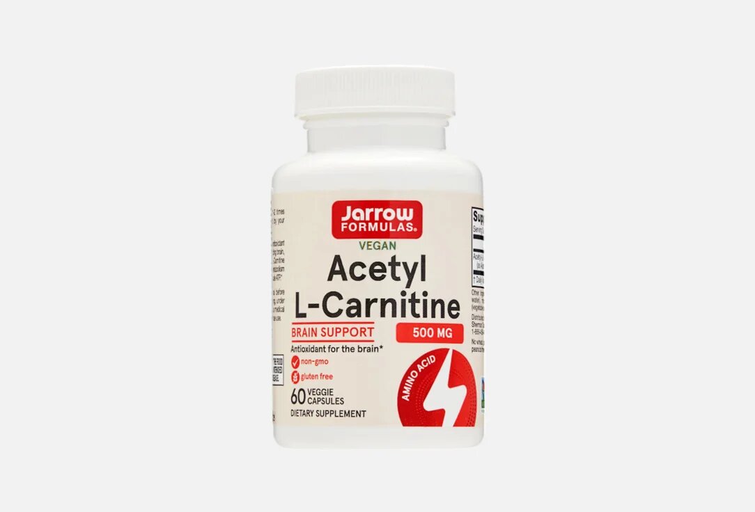 Jarrow Formulas Ацетил L-Карнитин 500 мг в капсулах БАД для коррекции фигуры 60 шт