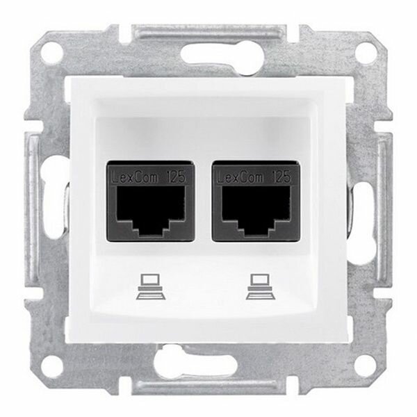 SE Sedna Бел Розетка компьютерная 2-ая RJ45 кат. 5e UTP SDN4400121