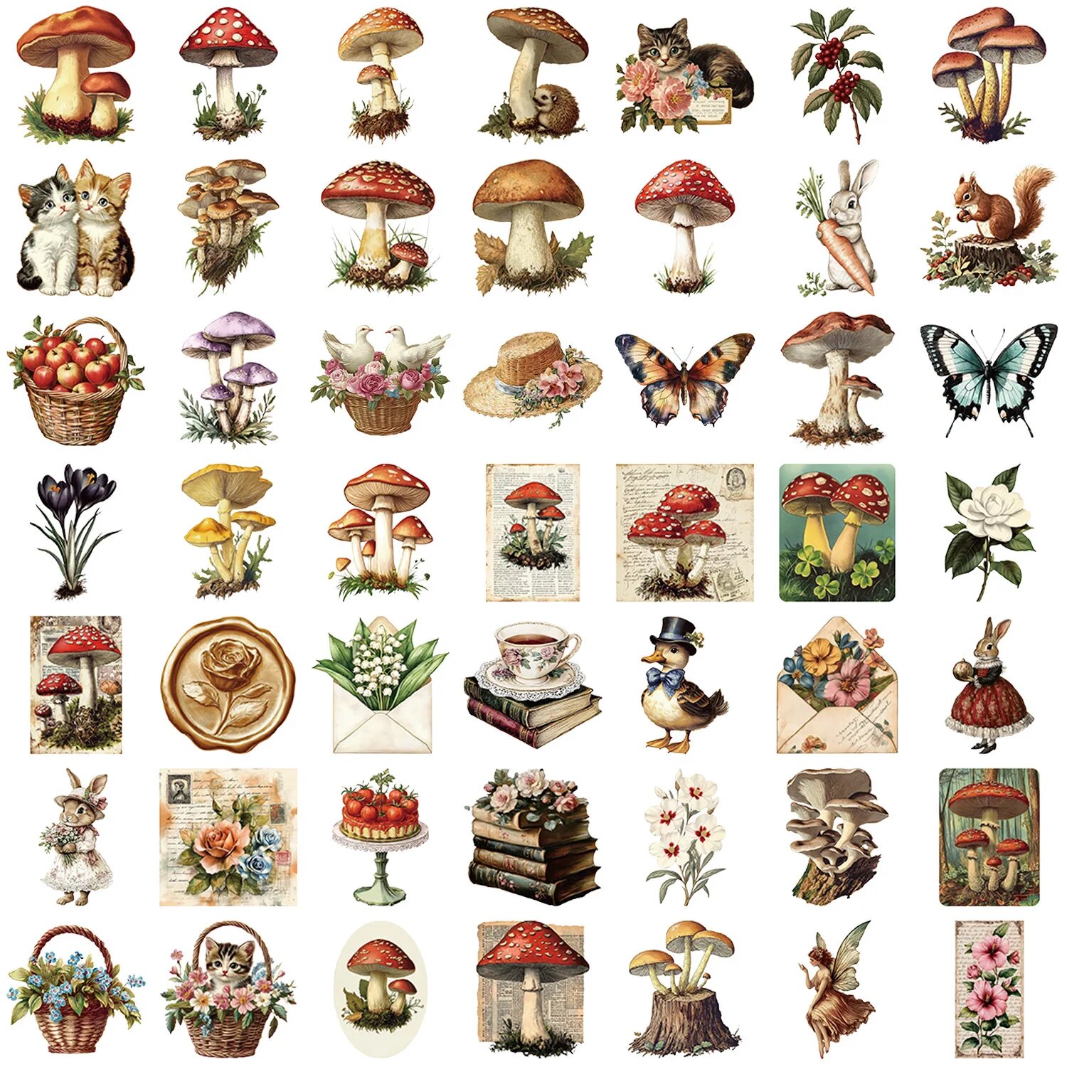 Наклейки на грибную тематику, 50PCS-100