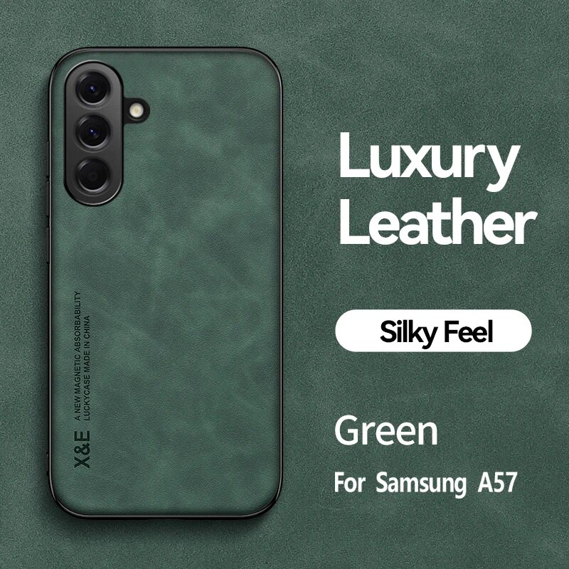 Магнитный кожаный чехол для Samsung Galaxy A57 A37 5G, Галакси А57, Темно-зеленый, зеленый