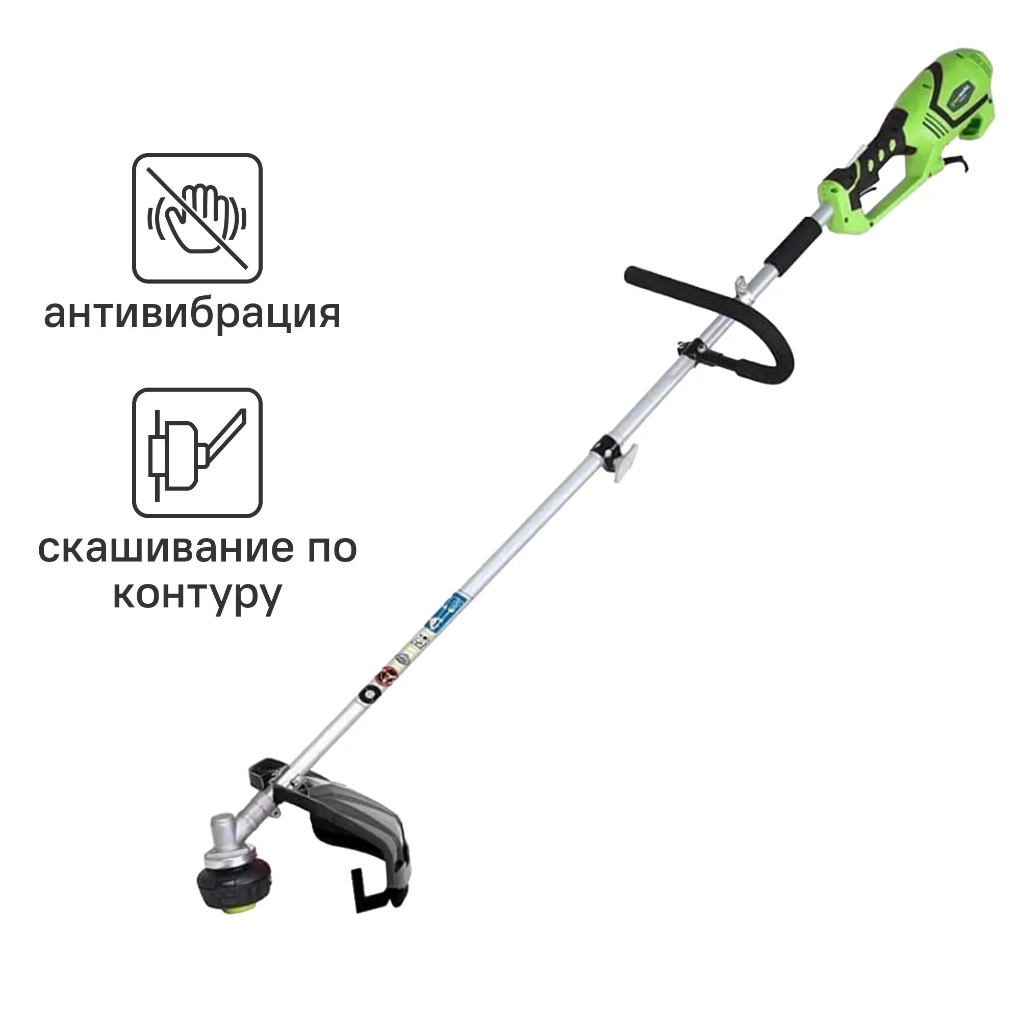 Триммер Greenworks 1301807, электрический, леска/нож, 1200Вт