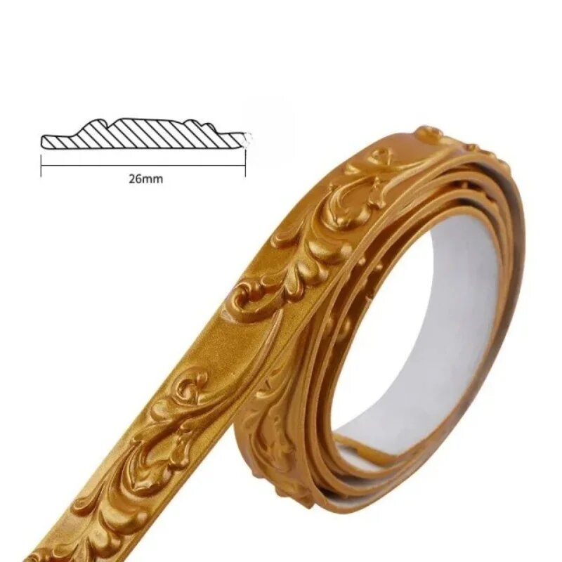 ПВХ наклейка для стен декоративная мягкая линейка Gold