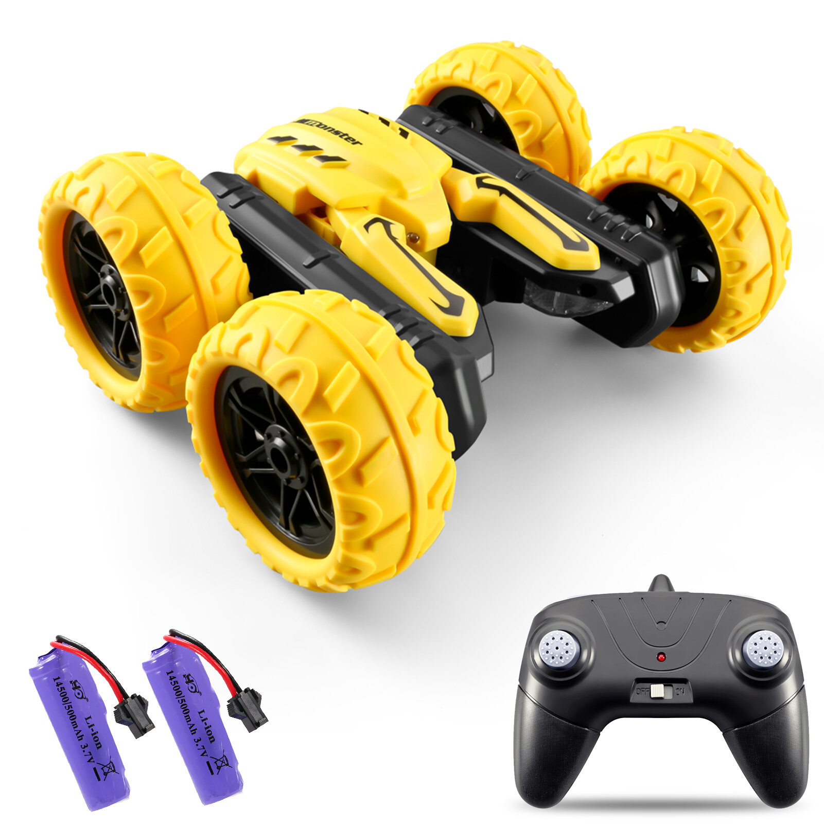 RC Stunt Car для детей 2.4GHz 1/28 4WD радиоуправляемая машина для трюков двусторонняя 360° вращение с музыкой и светом 2 батареи