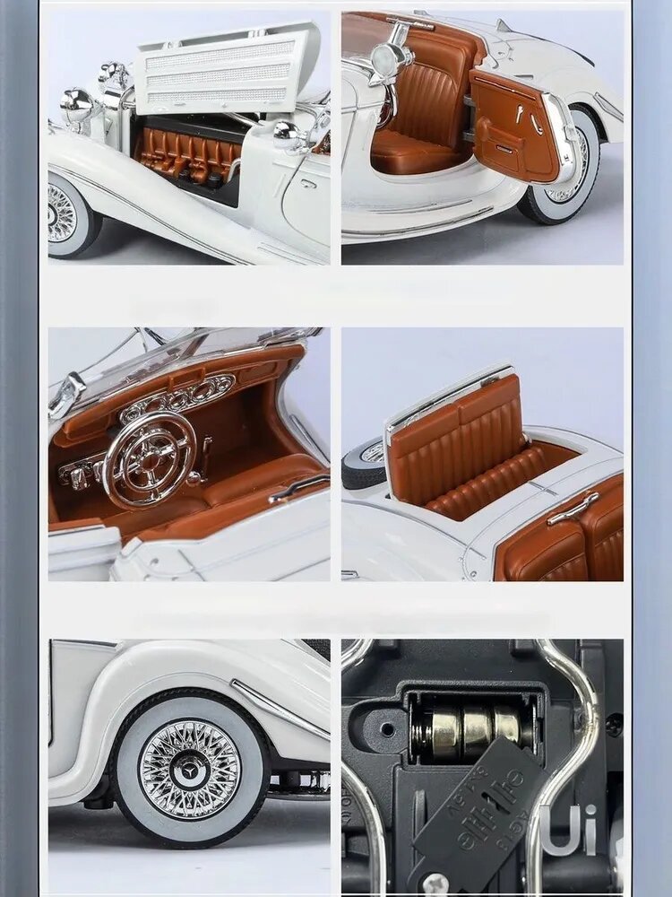 Металлическая машинка Mercedes-Benz 500K ретро-модель масштаб 1/13. Точно детализирована, длина 13см