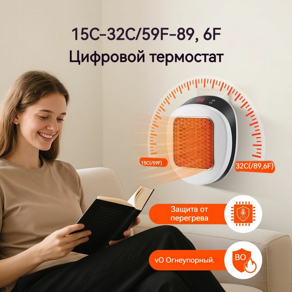 Обогреватель для дома / Настенный, черный