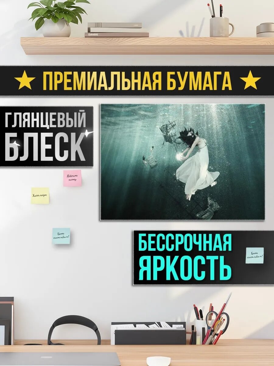 Плакат постер Девушка под водой — фото 1