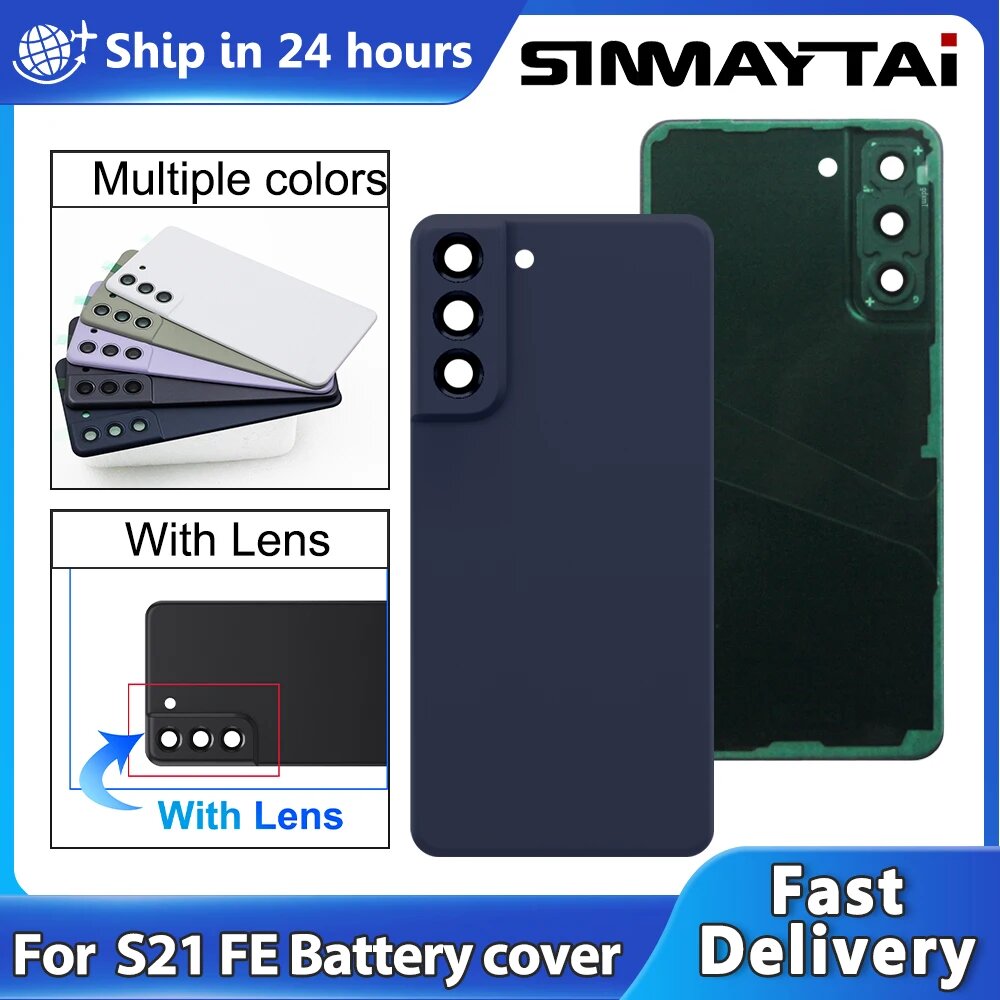 Задняя крышка для Samsung S21 FE 5G G990 G990B, крышка аккумуляторного отсека, задняя Черный, Black