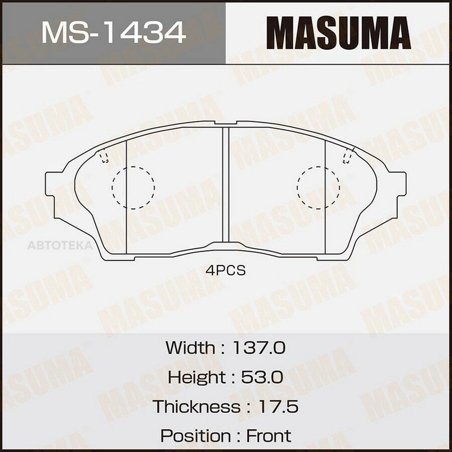 Колодки дисковые MASUMA AN-606K NP1178 P83034 front (1/12) MASUMA MS1434