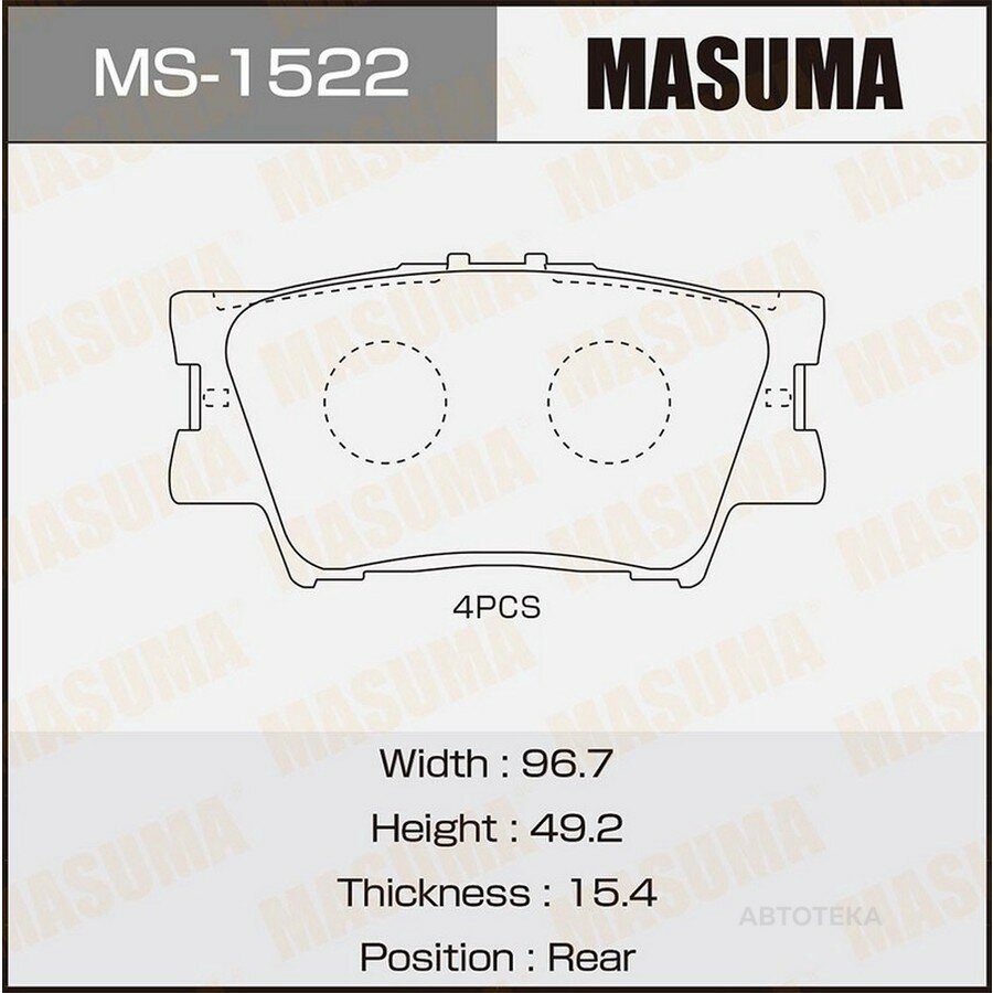 Колодки торм. зад. MASUMA MS1522 TOYOTA Camry 06-11/Rav 4 III 06->
