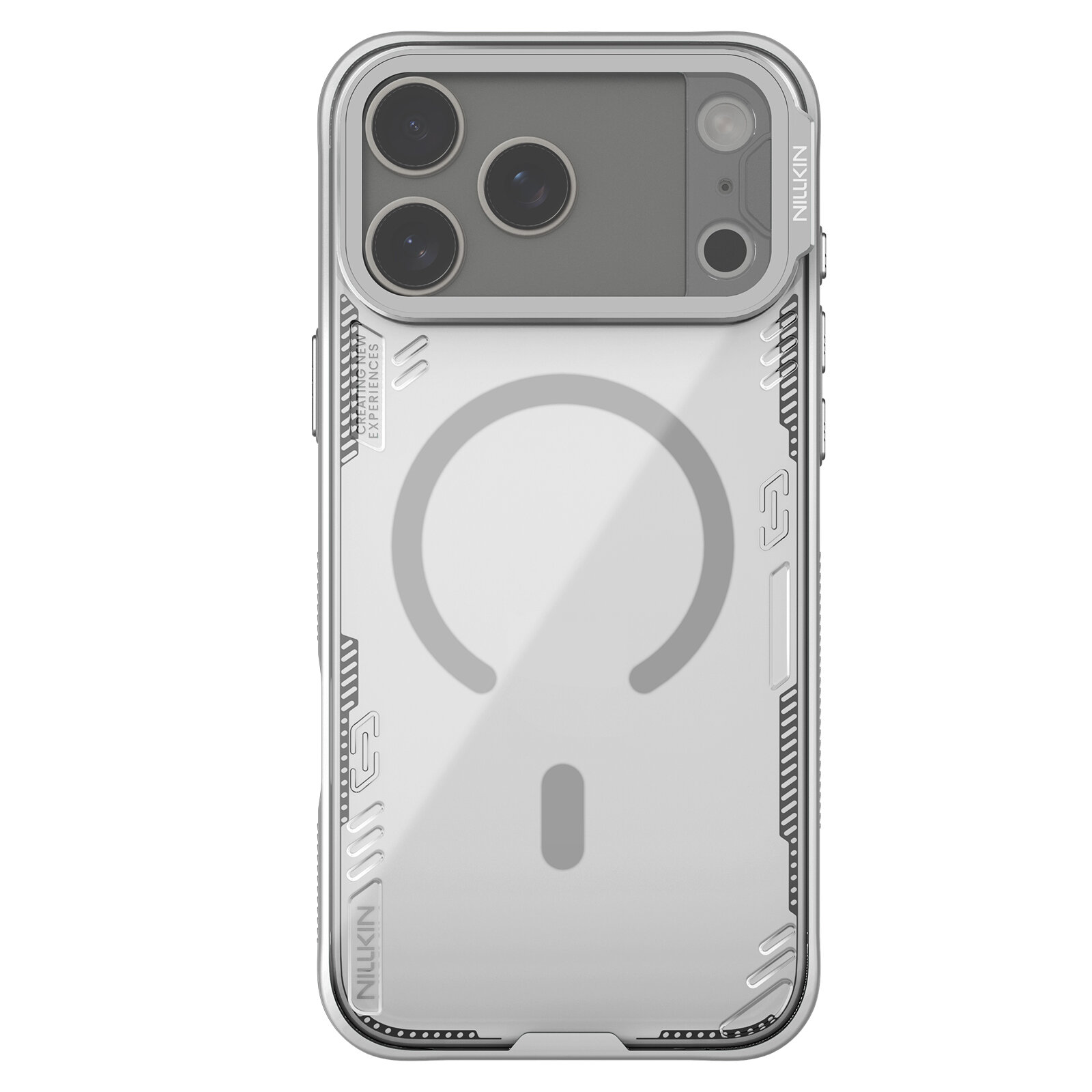 Чехол серого цвета с поддержкой MagSafe на iPhone 17 Pro, серия Iceblade Prop Magnetic (версия с прозрачной крышкой объектива) от Nillkin