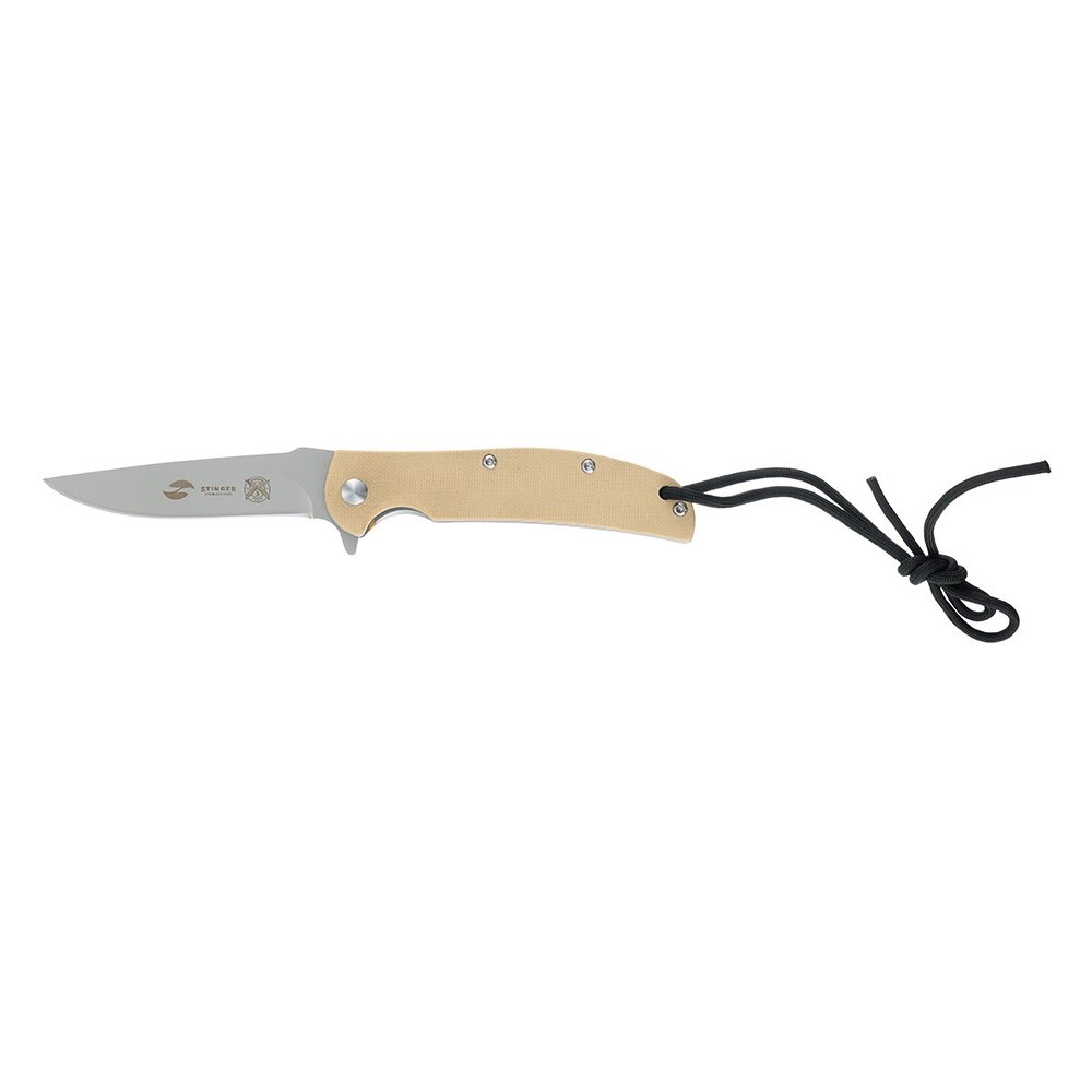 Stinger FK-KL286-SND Нож складной stinger, 100 мм (серебристый), сталь 440a, материал рукояти: стеклотекстолит g10 (песочный), в картонной коробке