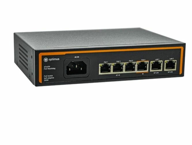U1I-4F1b/2F Коммутатор 4 порта PoE(15Вт*4)+2*100Мбит/с