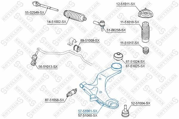 STELLOX Рычаг левый для Hyundai Elantra/Lantra 00>