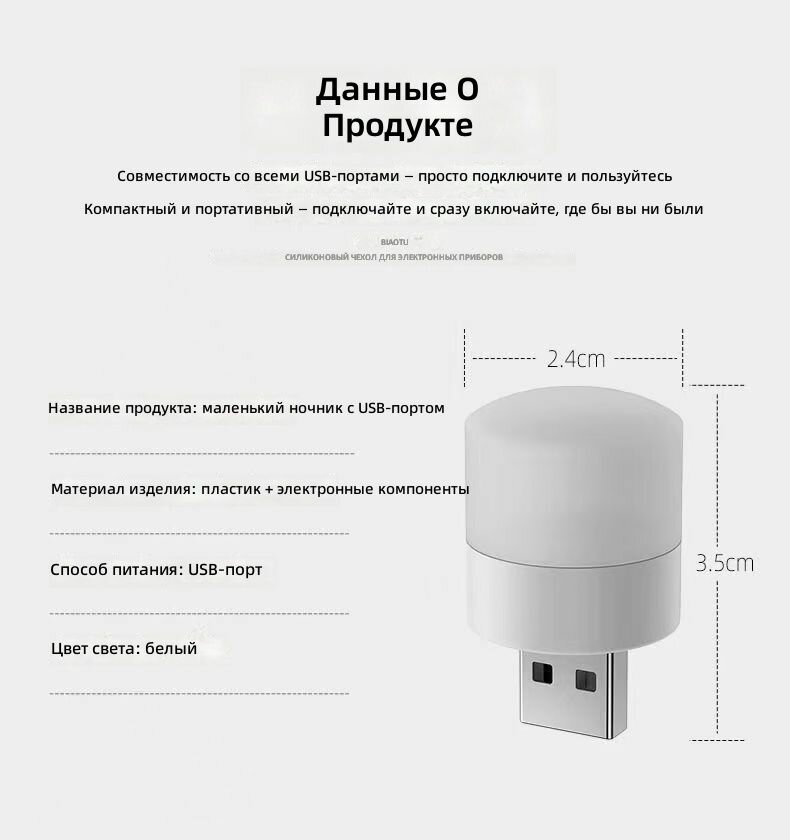 Мини-ночник для спальни и общежития, USB, энергосберегающий, с функцией Power Bank, аварийный при отключении света, с подзарядкой от сети, защита глаз