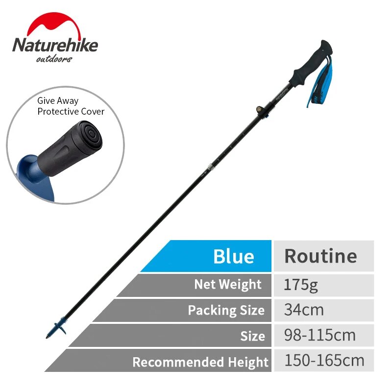Naturehike ST07 Треккинговая палка карбоновая фиолетовая/красная/синяя 1pc blue 98-115cm
