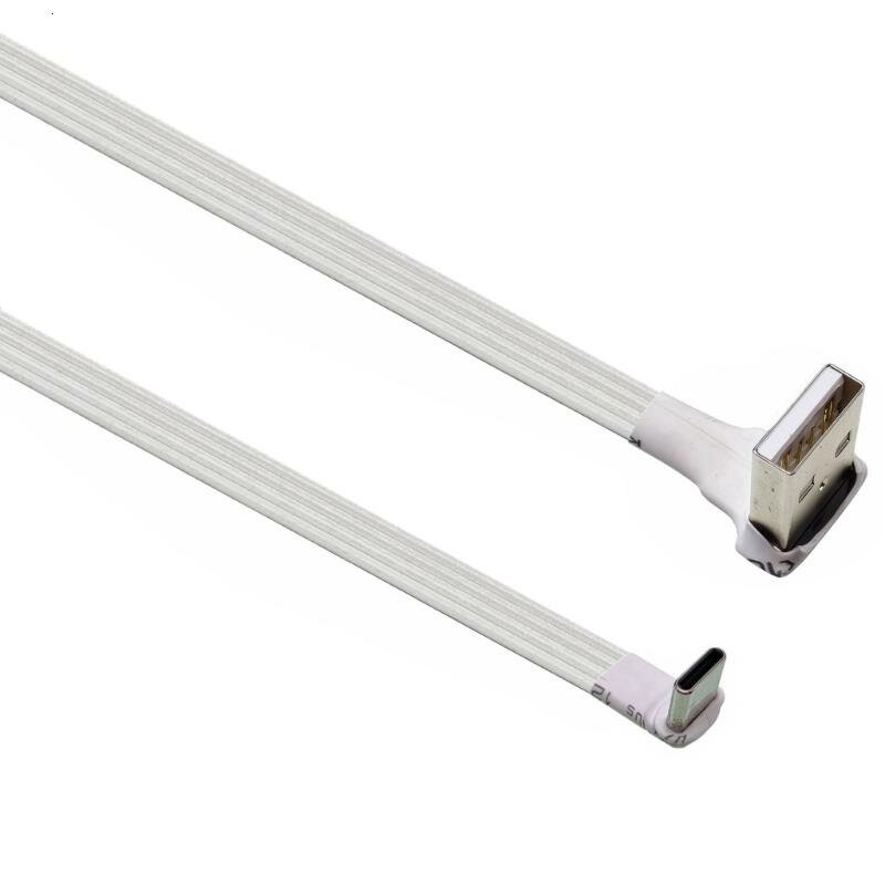 Плоский зарядный кабель USB 2.0 - Type C, белый, 0.2m - AMDO CMUP