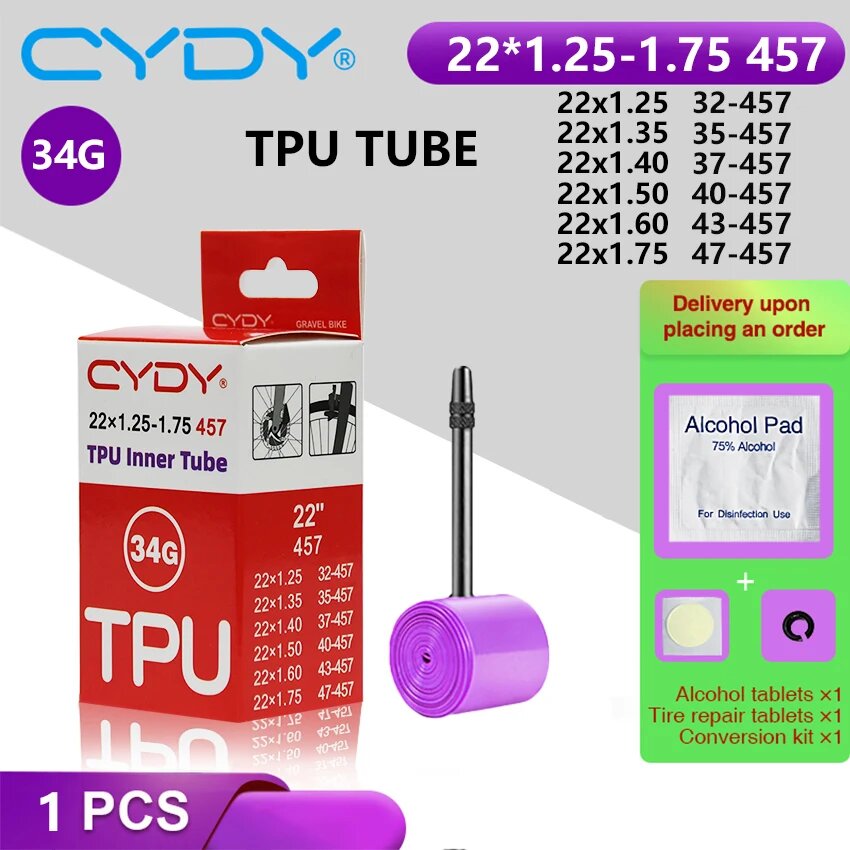 CYDY 22x1.25-1.75 457 камера BMX ТПУ 34г