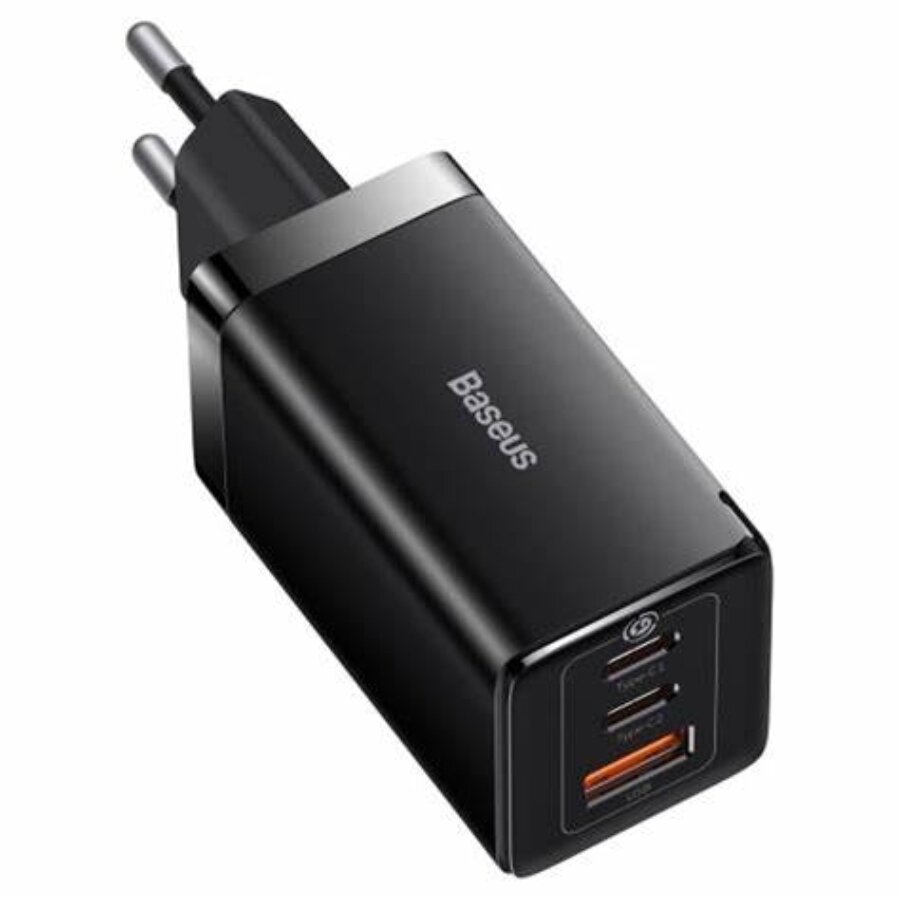 Быстрое зарядное устройство Baseus GaN5 2C + U 65W EU chernyy, черный