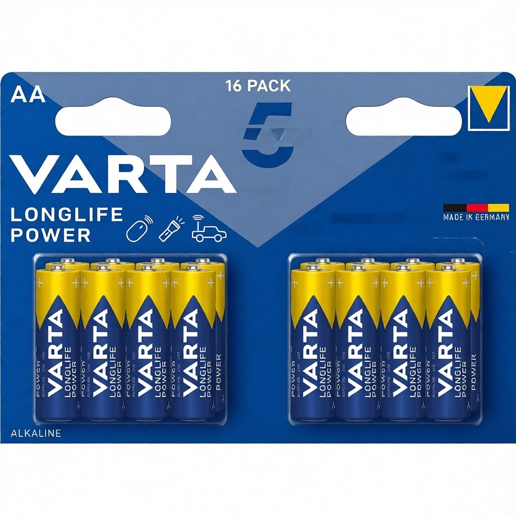 Батарейка VARTA AA Longlife Power (LR06), 16 шт. (16 шт. в одном блистере)