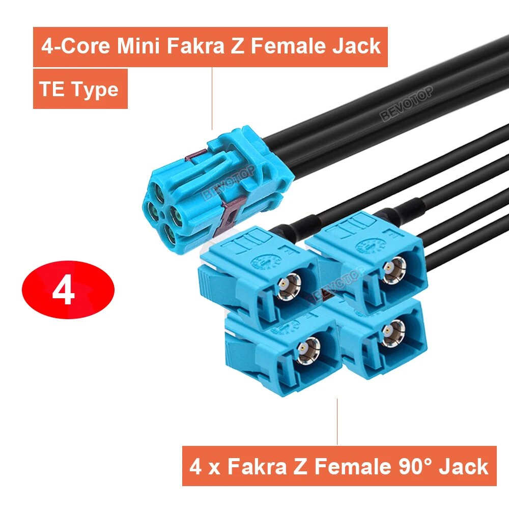 BEVOTOP TE Type 4-in-1 MINI FAKRA Z разъем RG174LL