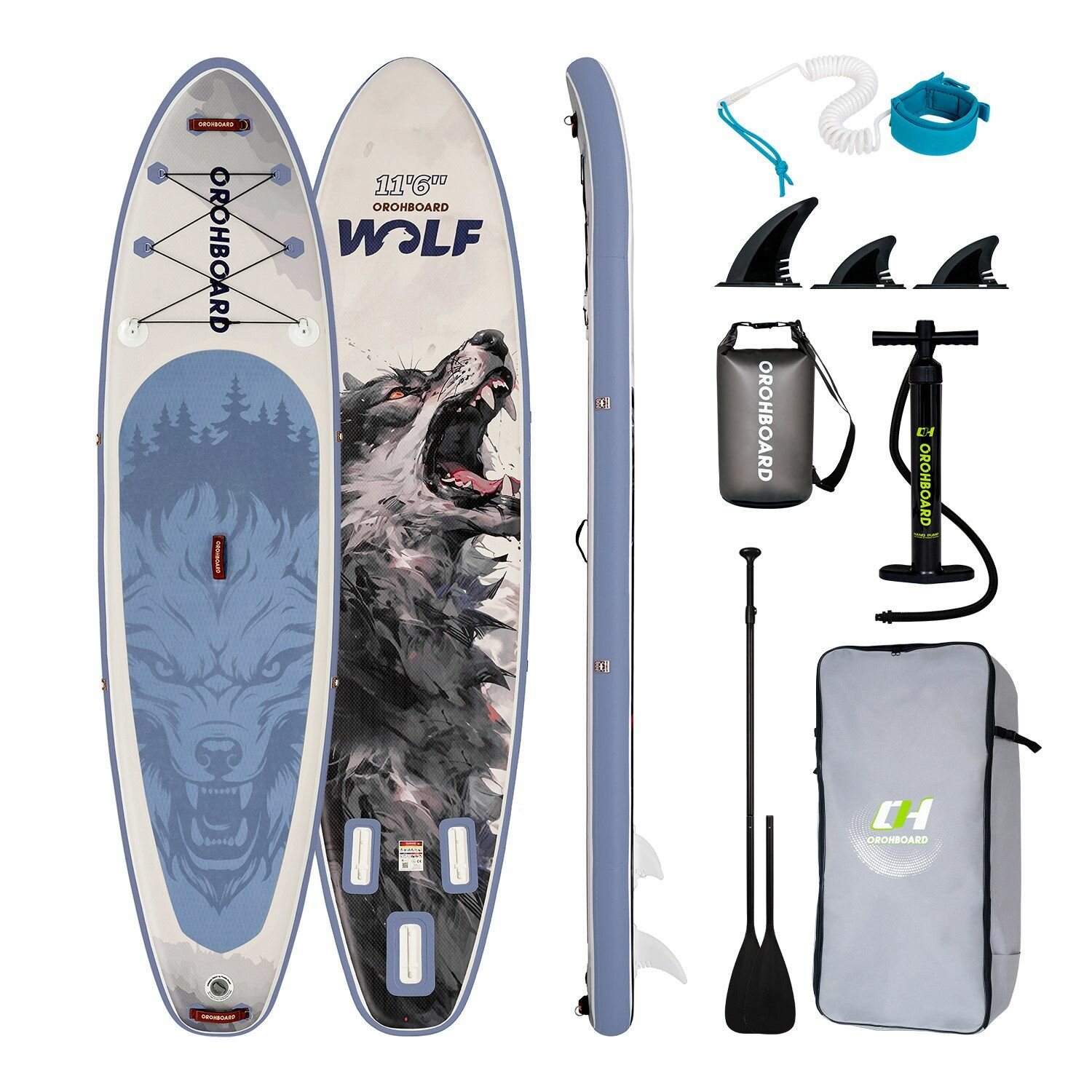 Надувная доска Funwater SUP 380 см для рыбалки и отдыха на воде