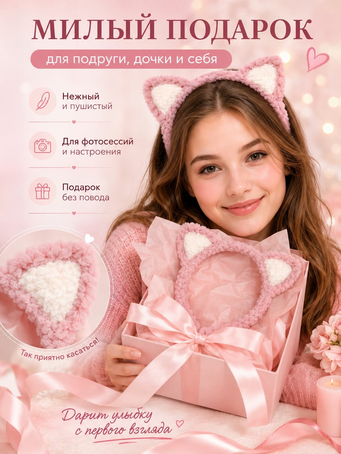Ободок с ушками кошки — фото 1