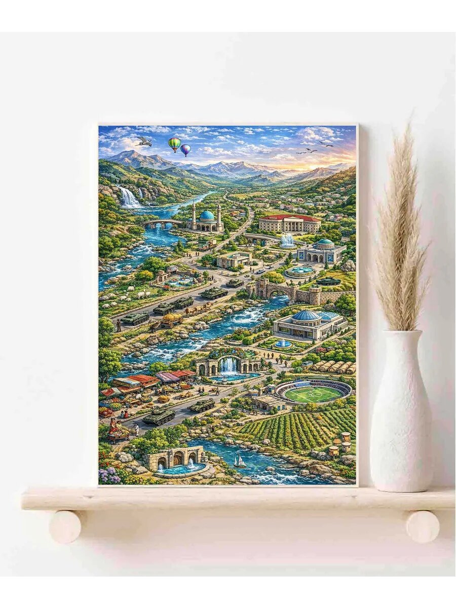 Тертер, Азербайджан, Fantasy Map, Карта, Плакат 30x42см