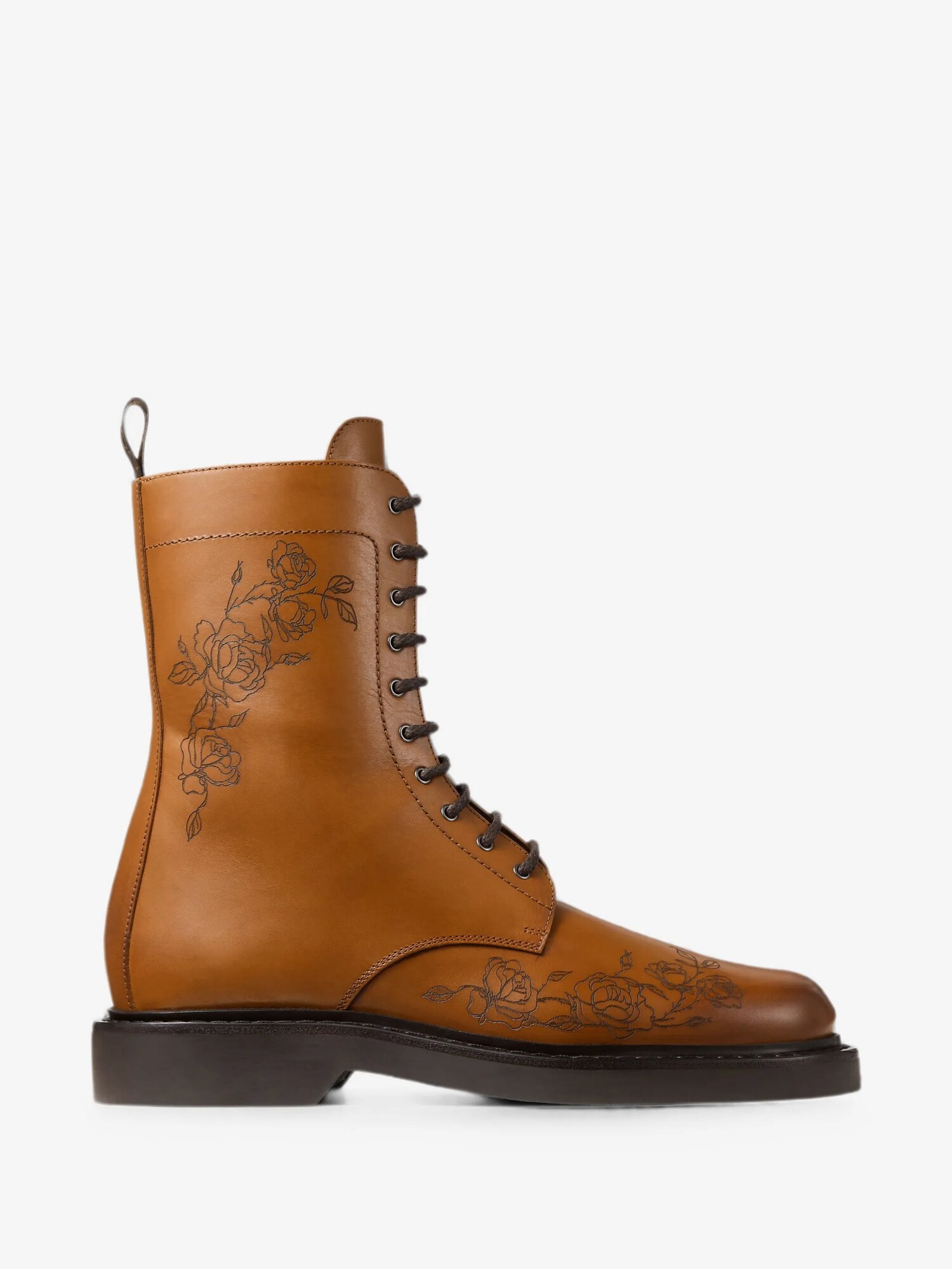 Ботинки Rowan tan waxed calf leather derby boots with rose motif