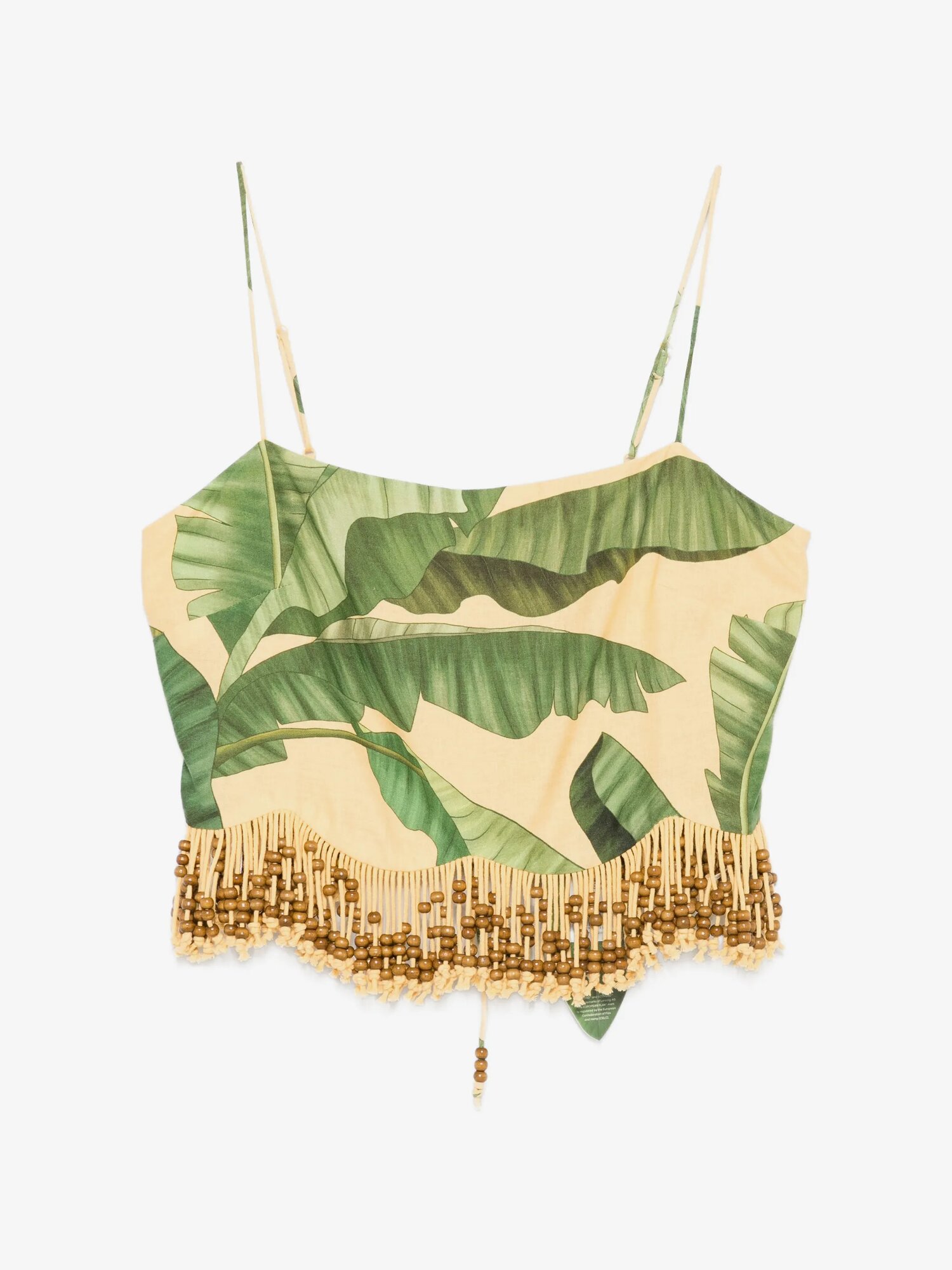 Топ Beaded-fringe leaf-print top