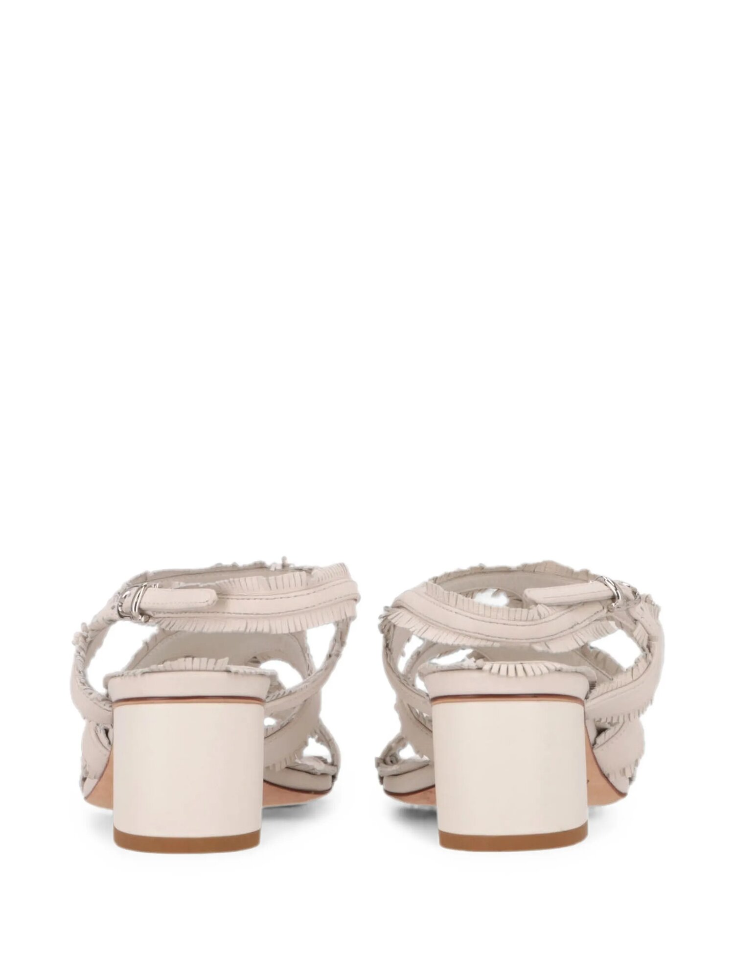 Босоножки Tod's Fringed cut-out sandals, размер 37, бежевый/белый — фото 1