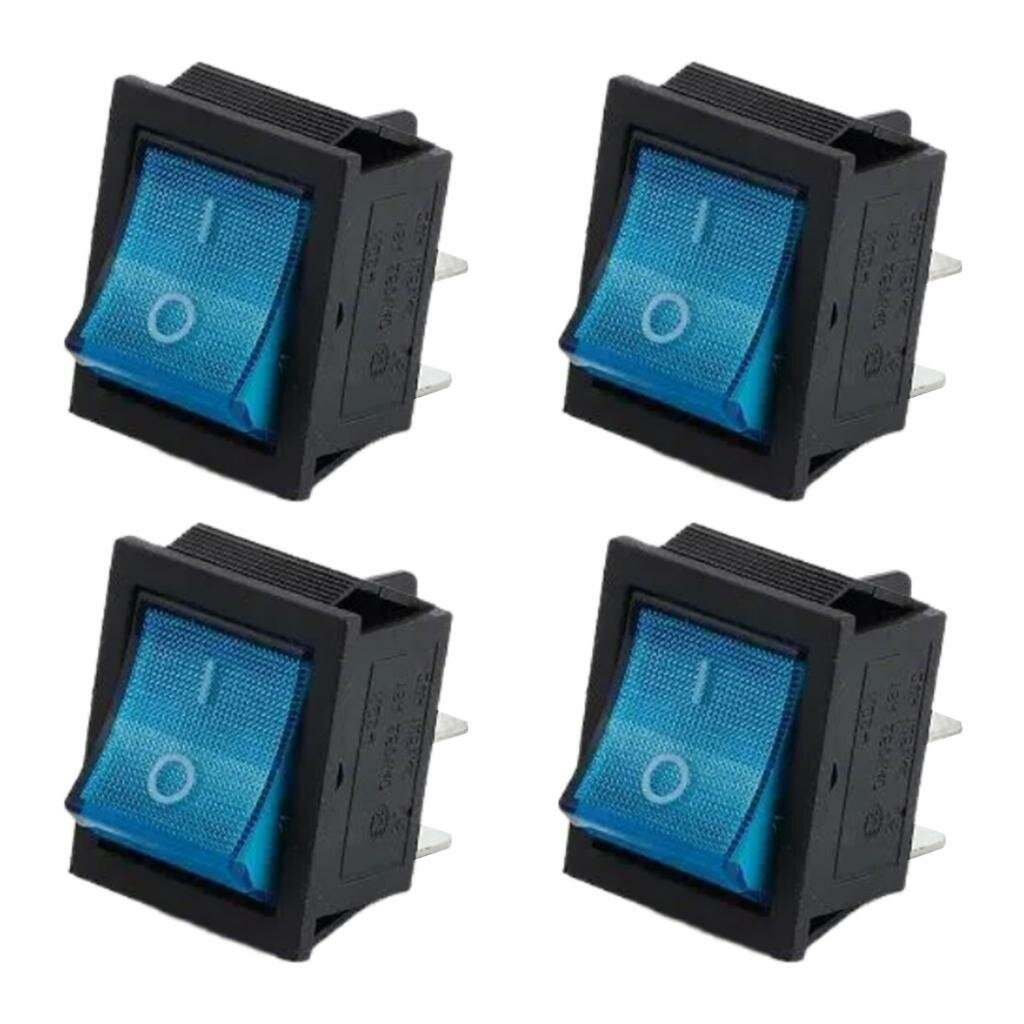 Выключатели LED рокерные 4 шт, Синий
