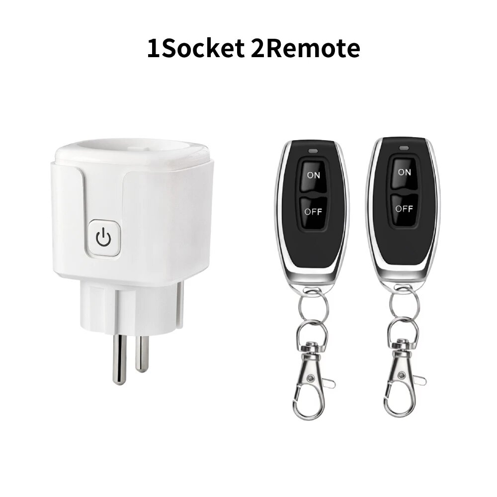 KEBIDUMEI RF433Mhz Умная розетка 220В 16А 1Socket 2Remotes