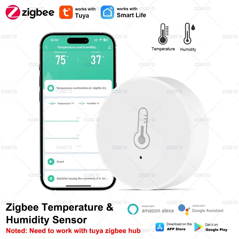 Датчик температуры и влажности coolo Zigbee 3.0