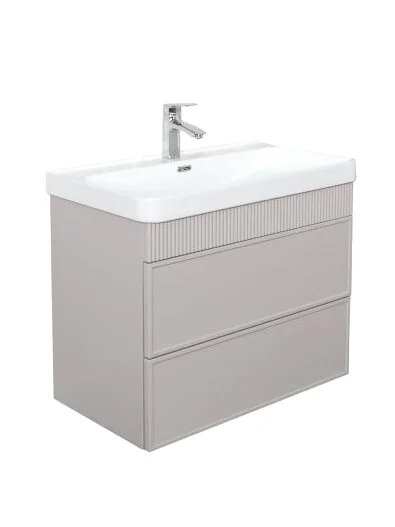 Подвесная тумба-умывальник Comforty Мадрид-80М2(Н) серый шёлк c раковиной CF19595BX-80