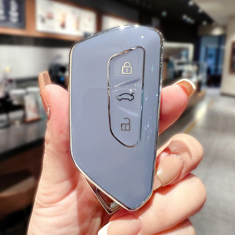 Чехол для ключей Volkswagen Golf 8 в сером одинарном варианте, совместим с автомобильными ключами, премиум-финиш для