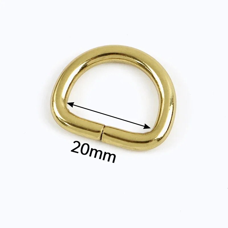 Meetee цельные латунные D-образные кольца-пряжки 10-38 мм 10Pcs, Brass-20mm