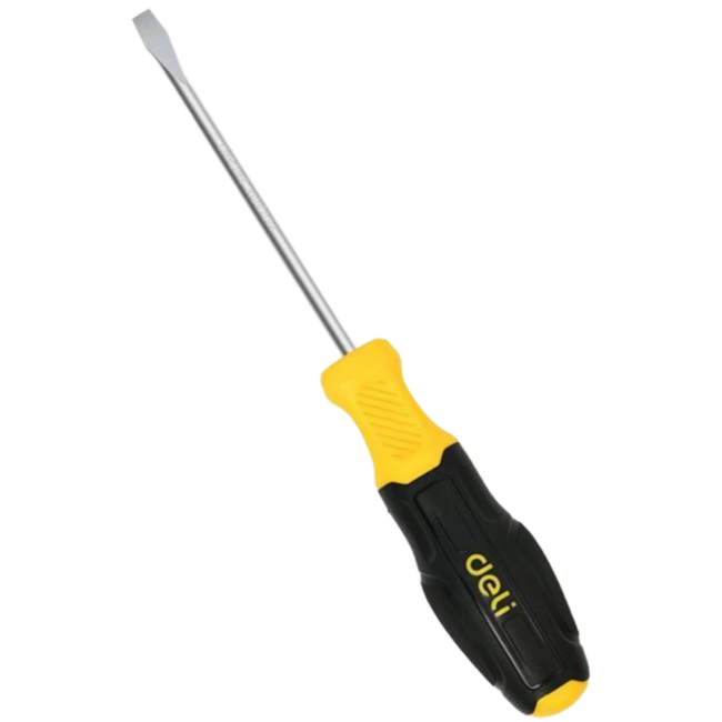 DL6331501N Deli Шлицевая отвертка Deli DL6331501N 3х150мм сталь Cr-V, двухкомпонентная прорезиненная рукоять — фото 1