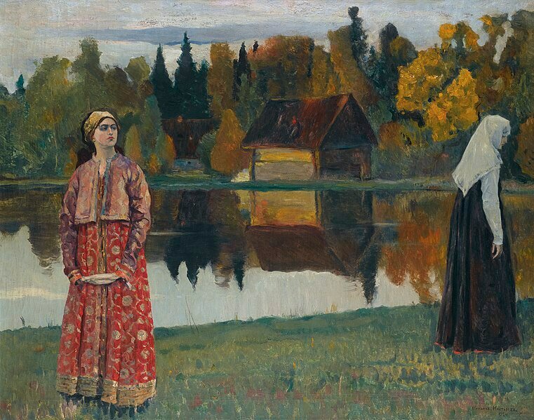 "У озера", Нестеров Михаил Васильевич, картина (репродукция) (70х55 см / на подрамнике)