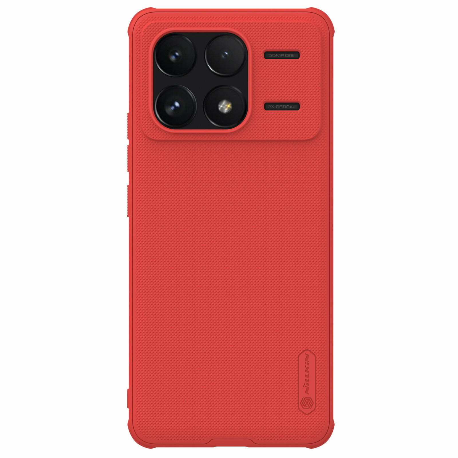 Усиленный двухкомпонентный чехол красного цвета от Nillkin для Xiaomi Poco F6 Pro, серия Super Frosted Shield Pro