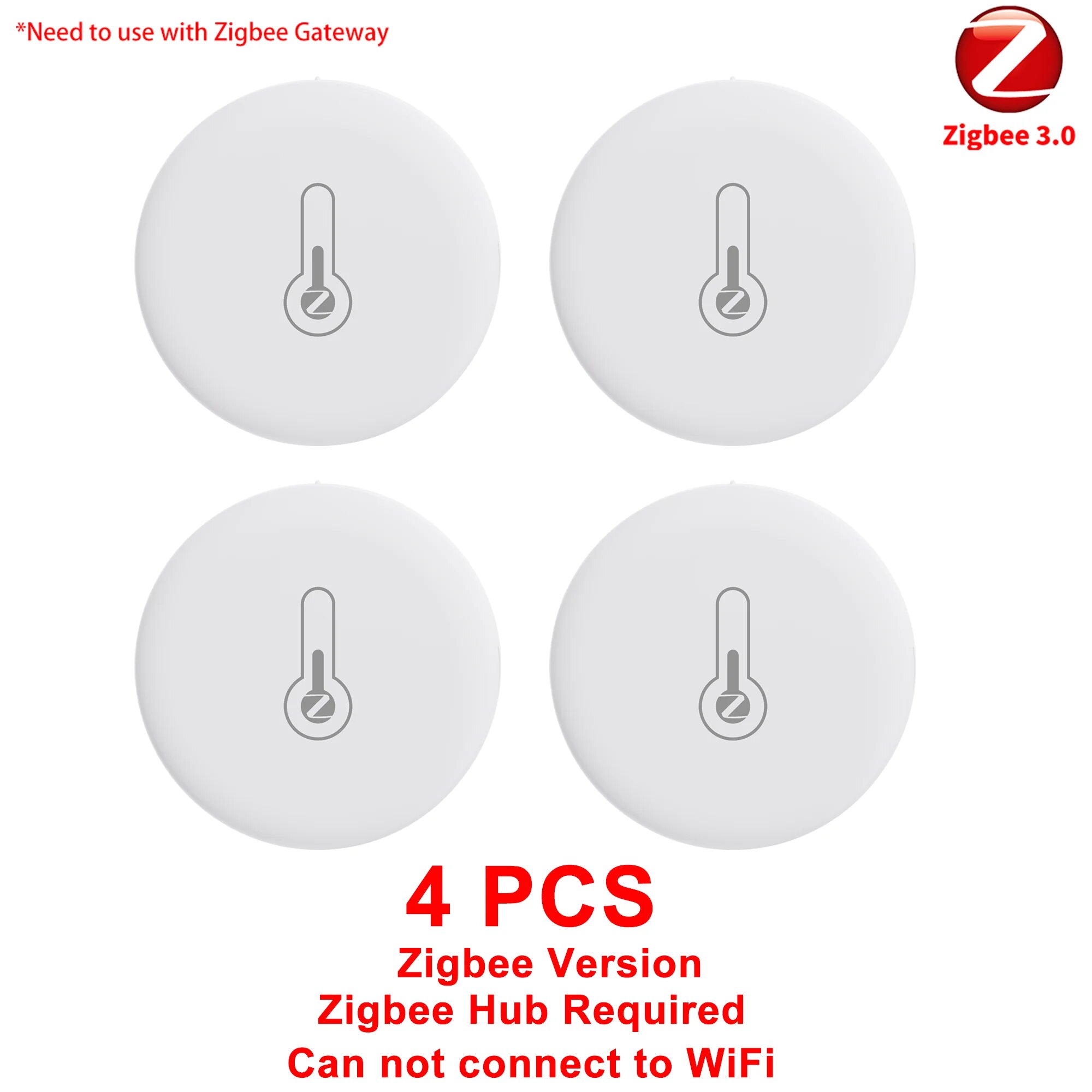 Датчик температуры и влажности Tuya Zigbee 3.0 4 PCS