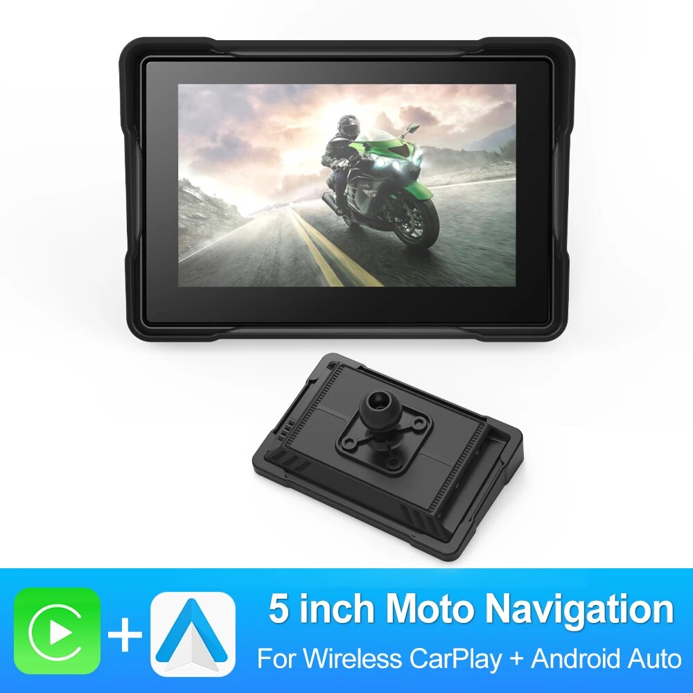 Портативный цифровой мотоциклетный GPS-навигатор BEPOCAM 5.0 дюймов с беспроводным CarPlay и Android Auto, сенсорный дисплей